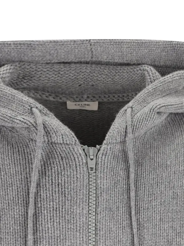 Celine Ribbed-knit Hooded Zip-up Cardigan