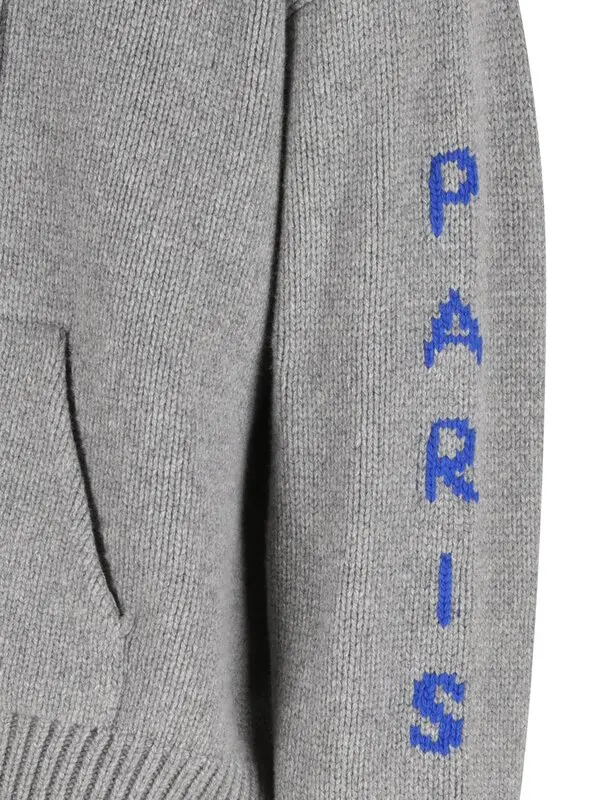 Celine Ribbed-knit Hooded Zip-up Cardigan - Grey/blue