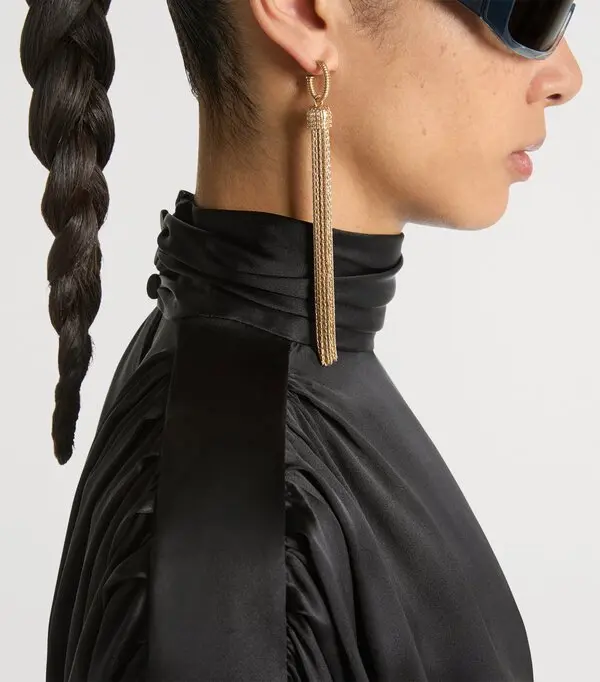Balmain Silk Satin Tie-neck Blouse