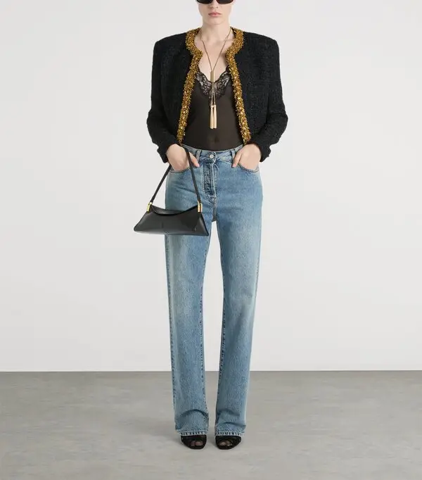 Balmain Tweed Beaded-trim Blazer