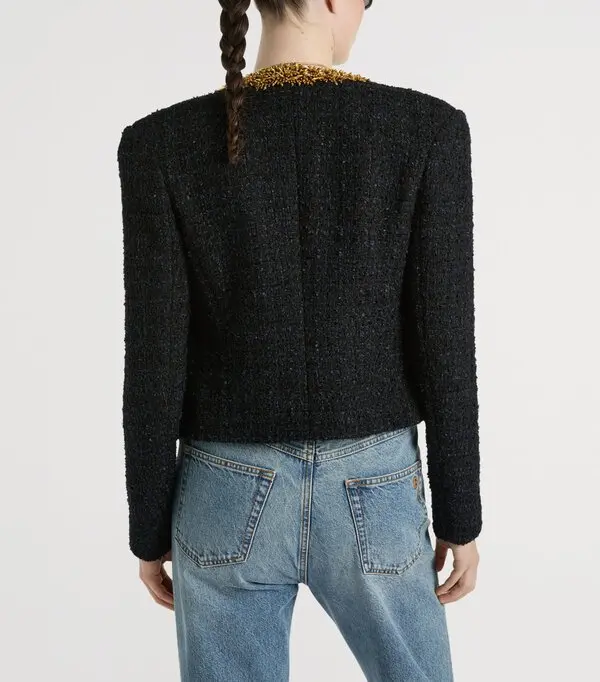 Balmain Tweed Beaded-trim Blazer