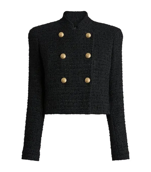 Balmain Tweed Officer Jacket - Black