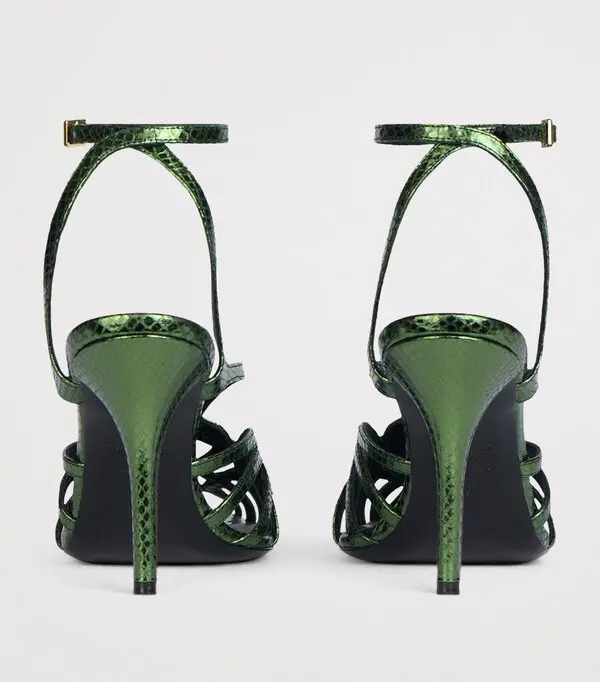 Balmain Python-effect Leather Heeled Sandals
