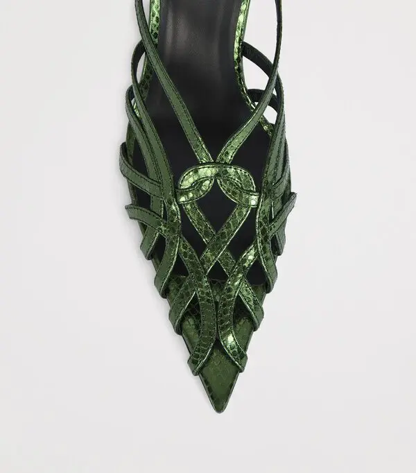 Balmain Python-effect Leather Heeled Sandals