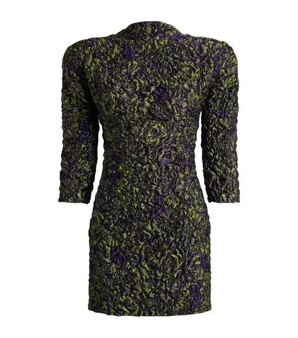 Balmain Bubble-patterned Jacquard Mini Dress - Green