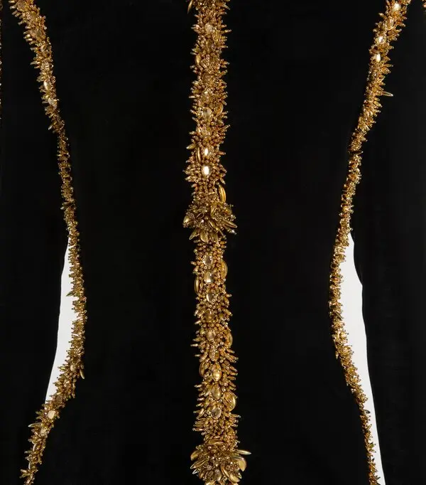 Balmain Velvet Beaded-trim Mini Dress