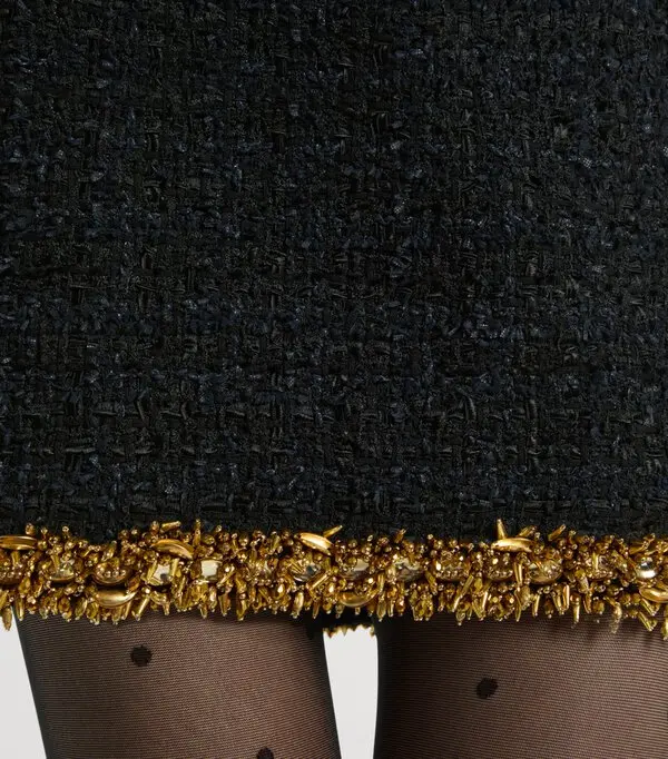 Balmain Tweed Beaded-hem Mini Skirt