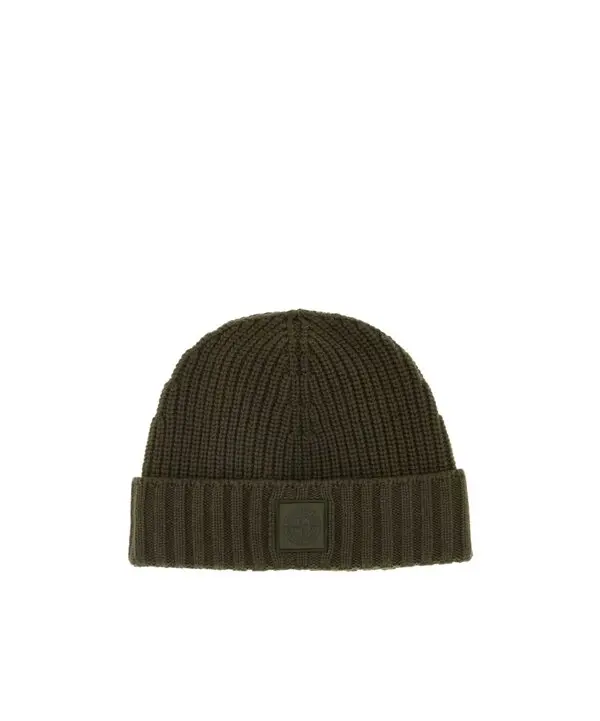 Stone Island Ribbed Knit Hat - Green