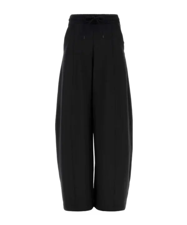 Max Mara Wide-leg Drawstring Track Pants With Tonal Logo