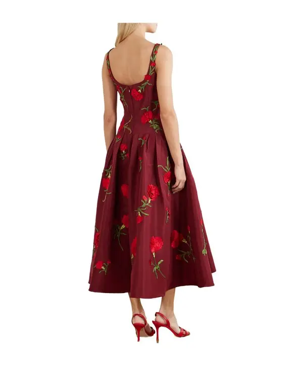 Carolina Herrera Floral-embroidered Silk-faille Gown