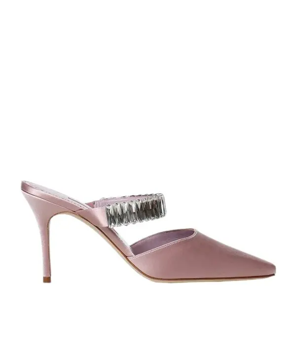 Manolo Blahnik Embellished Pointed-toe Mules - Pink