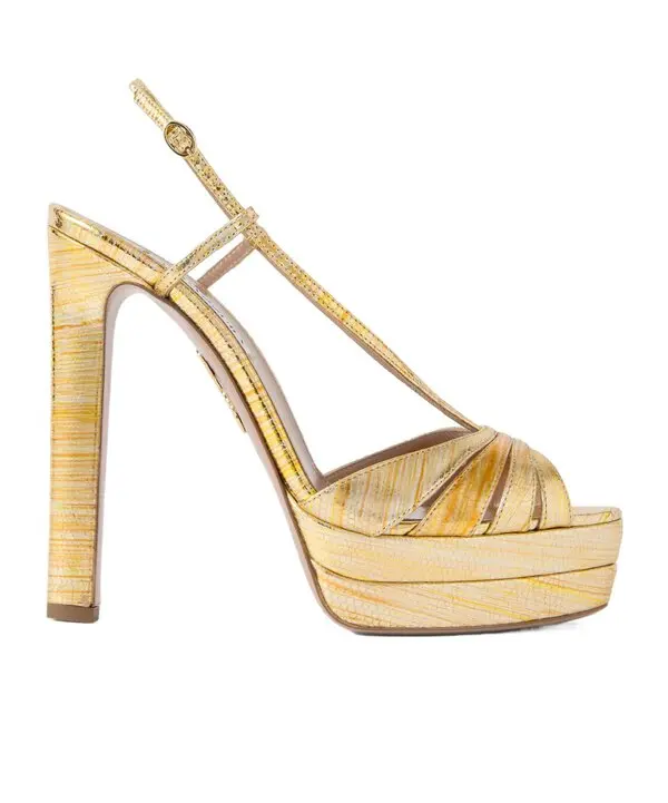 AQUAZZURA Metallic Platform Sandals - No