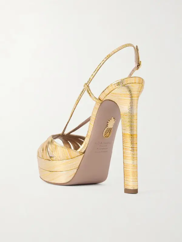 AQUAZZURA Metallic Platform Sandals