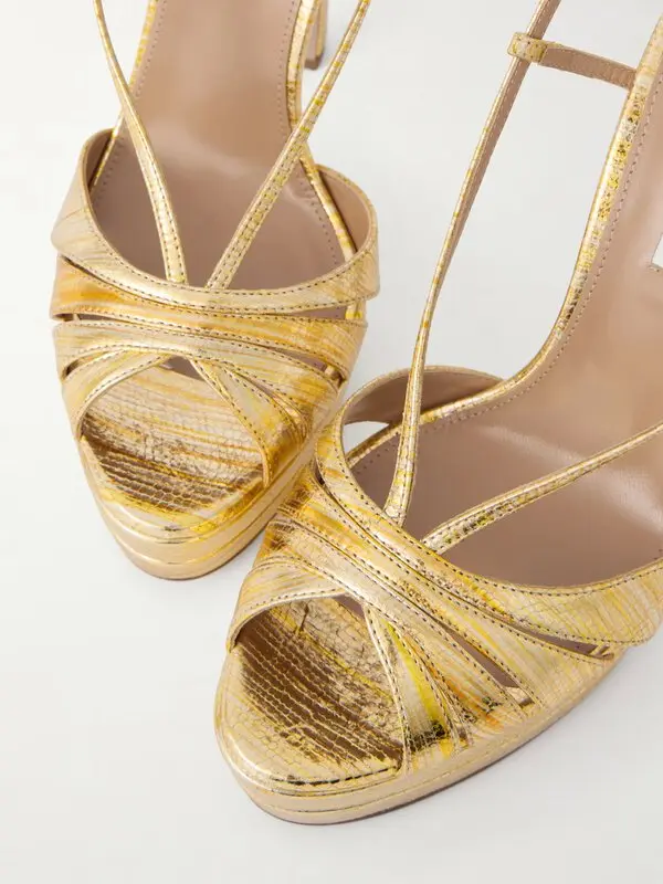 AQUAZZURA Metallic Platform Sandals