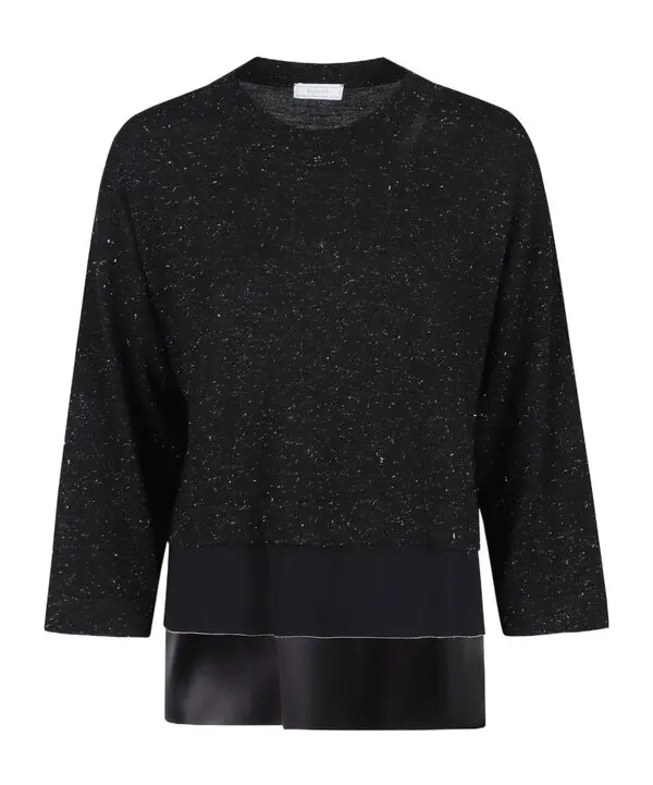 Peserico Long-sleeved Panelled Jumper - Black