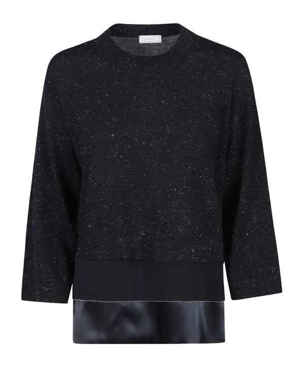Peserico Long-sleeved Panelled Jumper - Blue