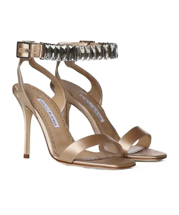 Manolo Blahnik Crystal Ankle-strap Heeled Sandals