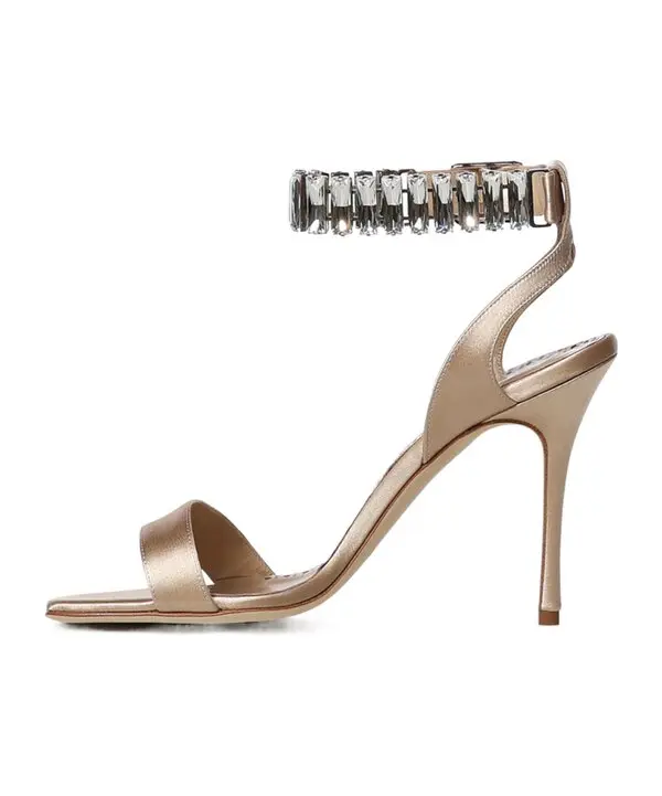 Manolo Blahnik Crystal Ankle-strap Heeled Sandals