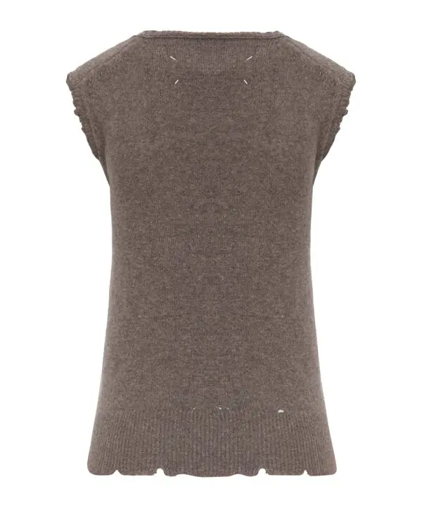 MAISON MARGIELA Distressed Knitted Vest - Light Brown