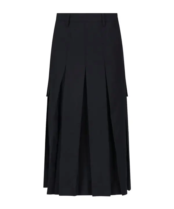 MAISON MARGIELA Asymmetric Pleated Midi Skirt - Black