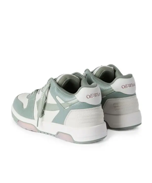 Off-White Patchwork Leather Lace-up Low-top Sneakers - Sage