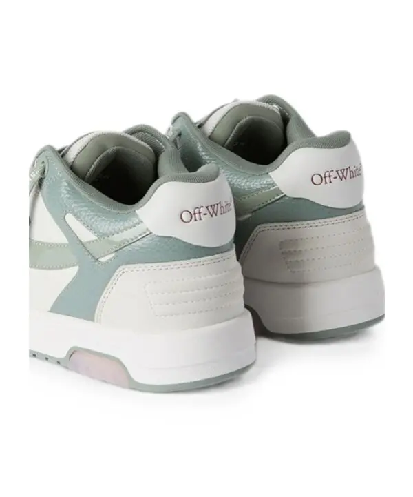 Off-White Patchwork Leather Lace-up Low-top Sneakers - Sage