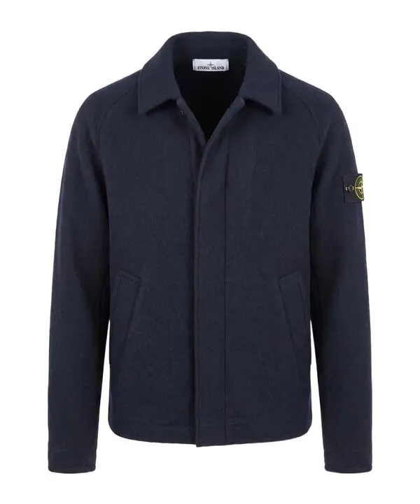 Stone Island Long-sleeved Button-down Jacket - Blue
