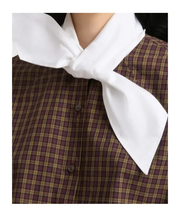 Marni Brown Checked Poplin Shirt With Neck Tie