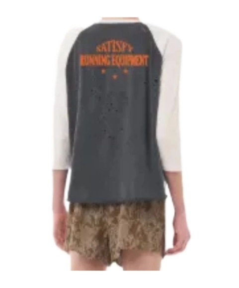 Satisfy Distressed Effect, Three-quarter Sleeves, Round Neck