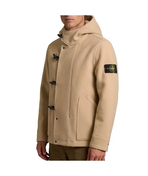 Stone Island Short Heavy Melton Coat With Hood