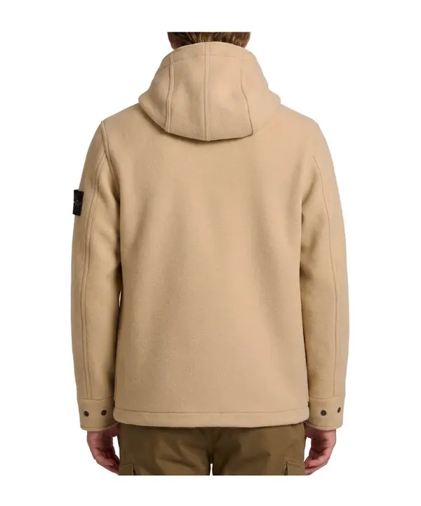 Stone Island Short Heavy Melton Coat With Hood