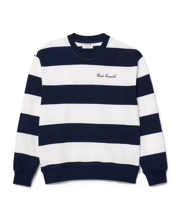 Lacoste Striped Embroidered Crewneck Sweatshirt