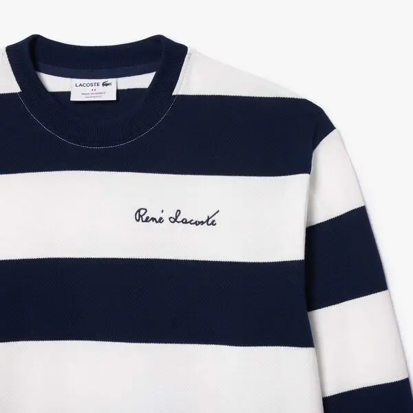 Lacoste Striped Embroidered Crewneck Sweatshirt