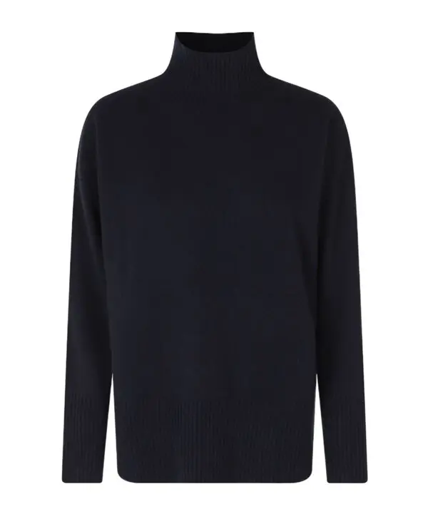 ROBERTO COLLINA Ribbed Turtleneck Relaxedfit Sweater - Navy