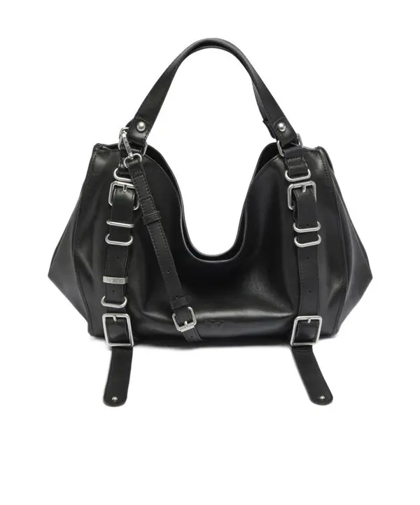 DIESEL® D-one-medium Top-handle Bag In Treated Leather - Black