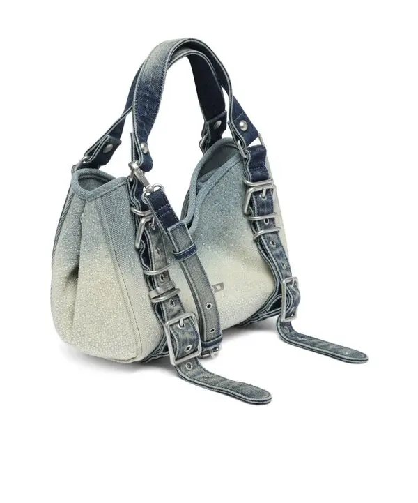 DIESEL® D-one Small Crystal Solarised Denim Top-handle Bag