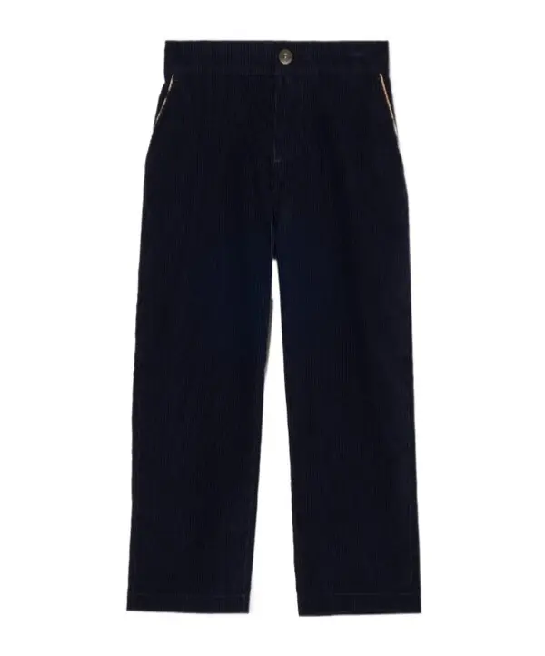 Burberry Check Trim Corduroy Trousersprice 355.00 4-14 Years - Navy