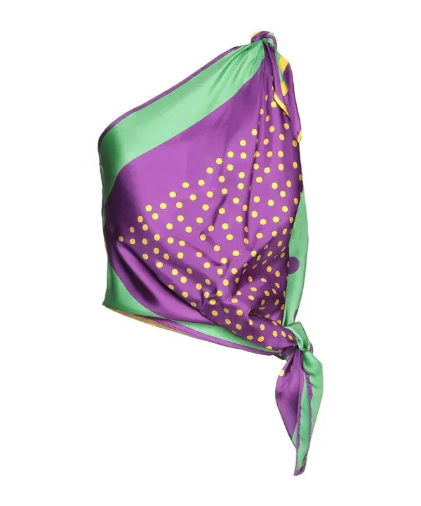 Dolce & Gabbana One-shoulder Polka Dot Satin Top - Green