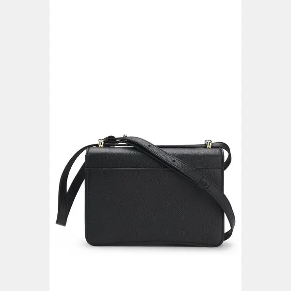Hugo Boss Grained Leather Shoulder Bag With Gold-tone Monogram