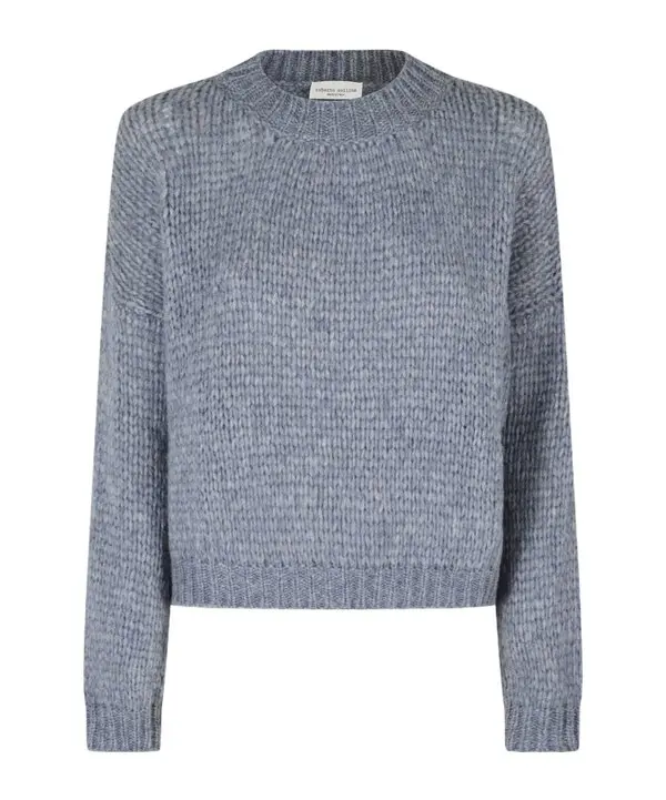 ROBERTO COLLINA Chunkyknit Cropped Crewneck Sweater - Blue
