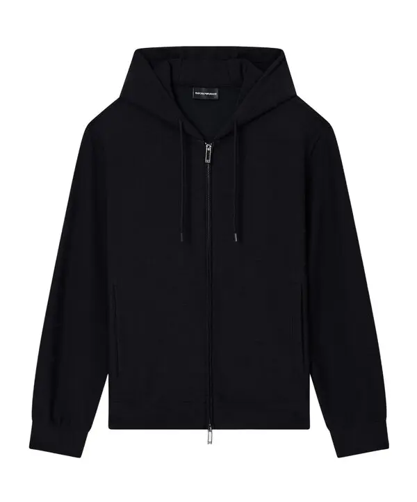 Emporio Armani Minimalist Zipup Hoodie - Black