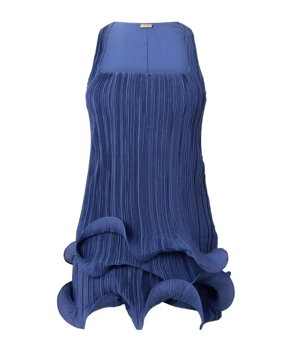 Cult Gaia Pleated Mini Dress With Ruffled Hem - No
