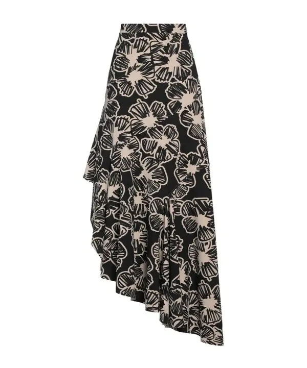Max Mara Floral Print Asymmetrical Dress - Black