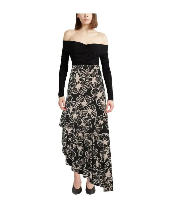 Max Mara Floral Print Asymmetrical Dress