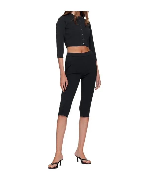 SKIMS Cropped Knit Top - Black