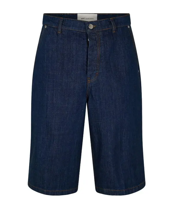 AMI Paris Loose Fit Denim Bermuda Shorts