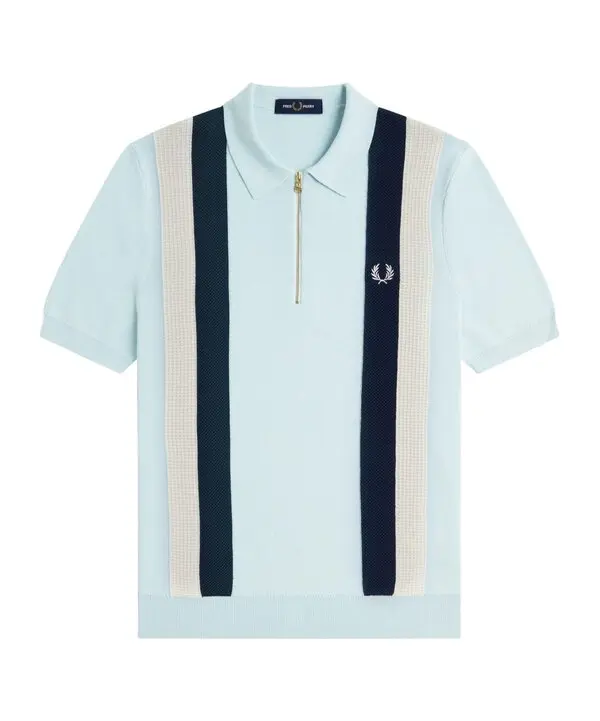 Fred Perry Stripe Zipped Short-sleeve Polo Shirt
