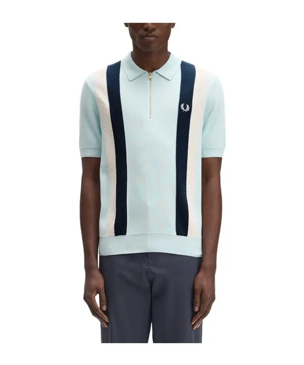 Fred Perry Stripe Zipped Short-sleeve Polo Shirt