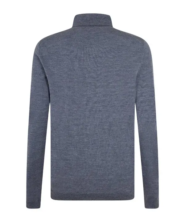 Hugo Boss Heatherblue Knit Longsleeve Polo Shirt