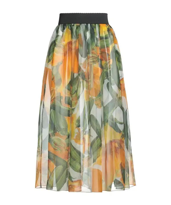Dolce & Gabbana Floral Print Tulle Skirt